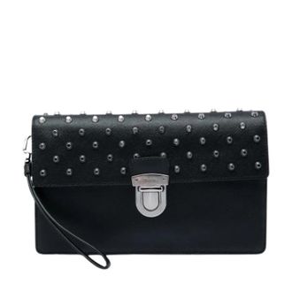 Prada Pre-owned Saffiano Stud Clutch - - Pre-owned - Damen - Schwarzk - ONE SIZE