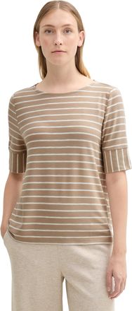 Tom Tailor Damen 1043119 Basic T-Shirt mit Streifen, 36132-Preppy Jean Blue White Stripe, XXL