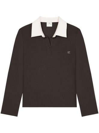 Courrèges polo en coton et lin mélangé - Marron
