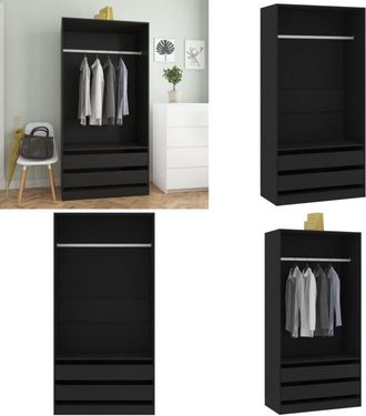 vidaXL Kleiderschrank Schwarz 100x50x200 cm Holzwerkstoff - Schlafzimmermöbel - Kleiderschrank - Garderobe - Holzschrank - Schwarzer Kleiderschrank - Home &
