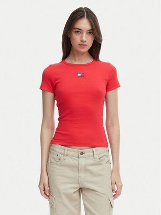 Tommy Jeans T-Shirt DW0DW17881 Rot Slim Fit