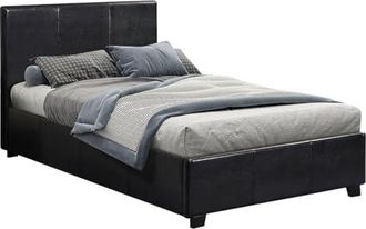 Habitat et Jardin Lit Simple Carla en Simili Noir avec Coffre Rangements 90 x 190 cm | Cadre de Lit 1 Place Design | Sommier &agrave; Lattes et T&ecirc;te de Lit Inclus