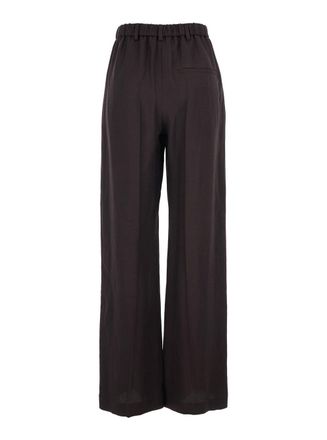 Tela Womens Trousers Linen-Blend Brown Viscose