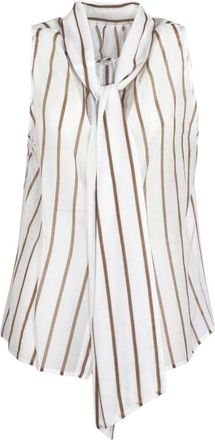 Semicouture Femme, Tops, Blanc, Taille: 38 FR Chemise Sans Manches Ray&eacute;e