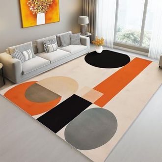 Generic Multicolore Lavable en Machine Tapis Salon Minimalisme g&eacute;om&eacute;trie Blocs de Couleur, 140 x 200 cm Doux Tapis de Sol Pelucheux Dessous Antid&eacute;rapant, Entr