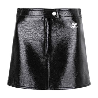 Courr&egrave;ges Schwarzer Vinyl Mini Rock mit AC Logo - - Skirts - Damen - Schwarzk - S