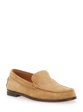 Tod's Womens Loafers Beige Leather Calfskin