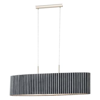 Eglo H&auml;ngelampe Tamaresco, Pendelleuchte Esstisch, ovale Deckenlampe h&auml;ngend, Stahl in silber, Samt in grau, E27 Fassung, L 102 cm