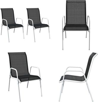 vidaXL Vidaxl - Stapelbare Gartenstühle 2 Stk. Stahl und Textilene Schwarz - Gartensessel - Gartenstühle - Stapelbares Möbel - Outdoor Sessel - Balkonmöbel