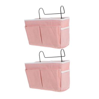 Valiclud 2 Stück Betttasche mit Stofftaschen Robuster Hänge Organizer für Nachttisch Vielseitige Aufbewahrung für Bücher Magazine und Kleinteile für Schlafzimm