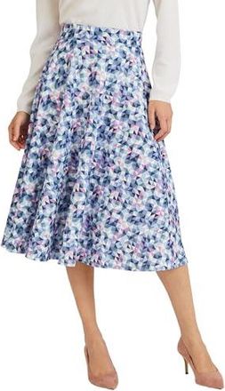 Damart Jupe Évasée pour Femme, Coupe Ample, Rose Géométrique, 38/40