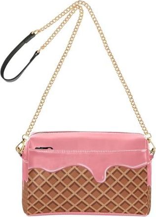HMZXZ Sacs à bandoulière en cuir crème chocolat pour femme, petit sac à main à bandoulière, rose fraise