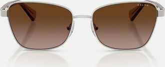 Ralph Lauren lunettes de soleil &agrave; forme irr&eacute;guli&egrave;re avec verres marron en argent brillant-Argent&eacute;