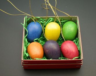 Rudolphs Schatzkiste Strauchbehang Ostereier Höhe ca 3,5 cm NEU Dekoration Osterhase Ostern Frühling Holz Deko Seiffen Erzgebirge