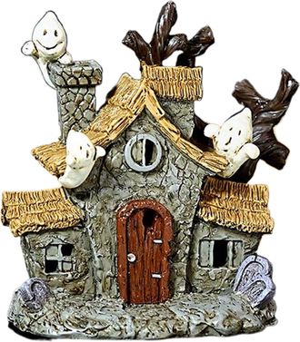 Generic Halloween Houses Village - Spukhaus Figuren aus gruseligem Harz | 5,3 Zoll beleuchtete Leuchtfigur für Frauentisch Shelfplace - Shelf Men Party Urlaub