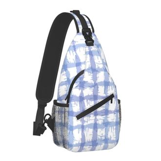 AOOEDM Modischer Sling-Rucksack für Jungen und Herren, verschwommen, kariert, mit Batikmuster, Crossbody-Schultertasche, Diebstahlschutz, Sporttasche mit ver