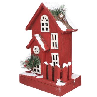 NUOBESTY Holzhaus Weihnachtsschmuck Leuchtend Christbaumschmuck Spielzeug T&uuml;rh&uuml;tte Dekorationshaus Weihnachtsdeko Atmosph&auml;re Feste