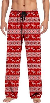Generic Pantalon de jogging pour homme - Pantalon de No&euml;l pour homme - Pantalon de pyjama avec cordon de serrage - Poches, rouge, 3XL