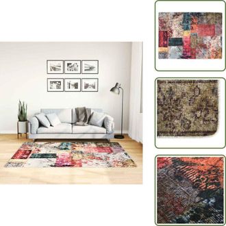 vidaXL Teppich Waschbar Patchwork Mehrfarbig 120x180 cm Rutschfest - Samt Teppich - Wohnzimmer Teppich - Flur Teppich - Schlafzimmer Teppich - Multifarben