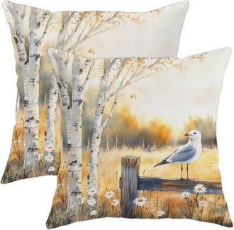 Generic Fall M&ouml;we Vogel Dekokissen Modern Dekokissenbezug Luxuri&ouml;se Kissenh&uuml;llen F&uuml;r Balkon Hotel Sofa 45X45Cm 2Er Set