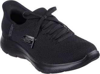 Skechers Femme Summit New Daily Hands Free Slip-ins Fashion-Sneakers, Black KNT Gunmetal Trim, 41 EU