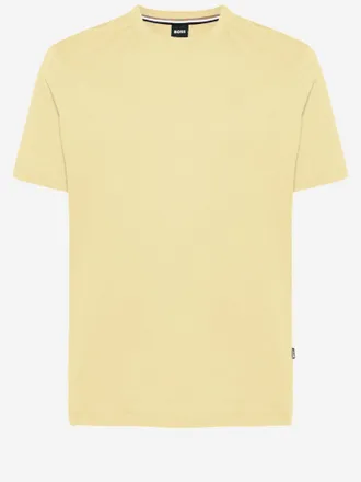HUGO BOSS Mens Cotton T-Shirt Light Yellow T-Shirts And Polos