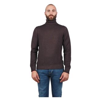 Barba Brauner Wollpullover mit hohem Kragen Herren - - Knitwear - Herren - Braun - 2XL