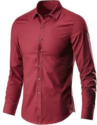 Generic DENGJIAMY Chemises boutonnées à manches longues pour homme - Mode dextérieur - Chemise décontractée - Hauts de couleur classique basique - Chemisier t