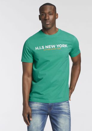 H.I.S T-Shirt H.I.S, Herren, Gr. 4XL (68/70), gr&uuml;n, Single Jersey, Obermaterial: 100% Baumwolle, bedruckt, schmal, Rundhals, gerader Abschluss, Shirts T-Shi