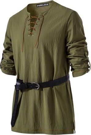 PARKLEES Costume de pirate médiéval viking vintage Renaissance pour homme, Vert, XXL