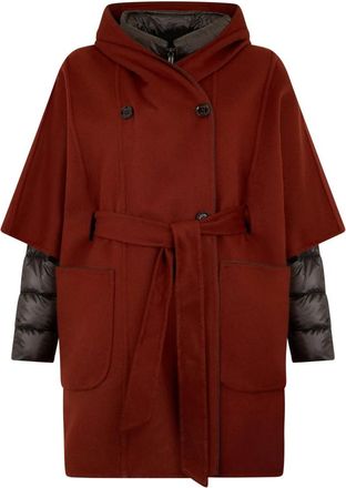 Moorer Femme, Manteaux, Rouge, Taille: 42 FR Oslo Poncho