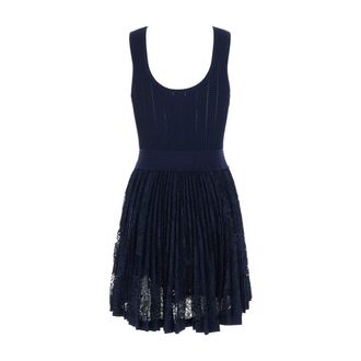 SIMKHAI U-Ausschnitt &Auml;rmelloses Rippenkleid - - Dresses - Damen - Blau - M