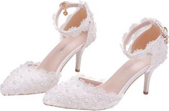 Vosarea Chaussures de Mariage &agrave; Talons Femme Escarpins &agrave; Bride Fine Sandales &Eacute;l&eacute;gantes pour Mari&eacute;e et F&ecirc;te Talon Style Dentelle