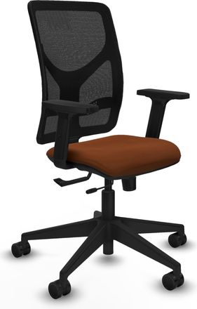 Piqueras y Crespo Stuhl mit Lendenverstellung, mit 2D-Armlehnen, ausgestattet mit Syncro/Traslack und Schneideschaum, mit Rollen von 65 mm, Nylon, Schwarz/Braun