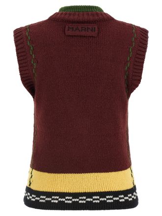 Marni Womens Bordeaux Wool Sleeveless Jacket Clothing