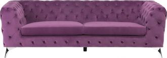 Beliani Klassisches Polstersofa Samtstoff Chesterfield Style violett Purpur Sotra