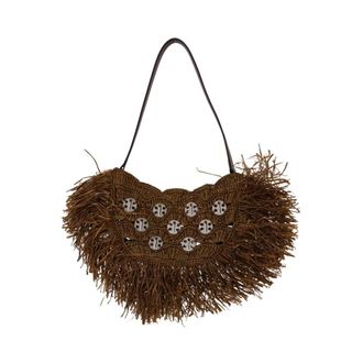 Paco Rabanne Embellished Raffia Shoulder Bag - - Bags - Damen - Braun - ONE SIZE