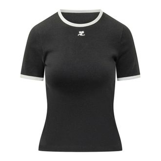 Courr&egrave;ges Damen, Oberteile, Schwarzk, MGr&ouml;&szlig;e
