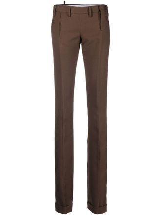 Dsquared2 pantalon slim &agrave; taille haute - Marron