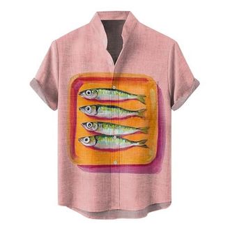 Generic Hauts d&eacute;contract&eacute;s pour homme, chemises d&eacute;t&eacute; grande taille, chemise de plage &agrave; imprim&eacute; amusant, chemises &agrave; manches courtes, coupe ample, haut d&eacute;contra