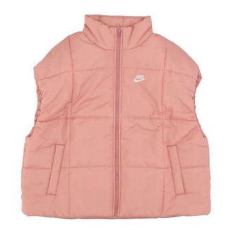 Nike Rote &auml;rmellose Daunenjacke Klassische Weste - - Sport - Damen - Rosa - XS