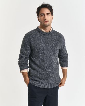 GANT Herren Wollmix Rundhalspullover mit Noppenstruktur (XXXL) CHARCOAL MELANGE