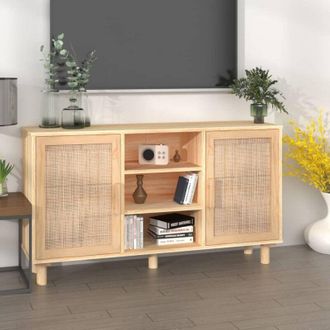 vidaXL Buffet Marron 105x30x60 cm Bois de pin massif et rotin naturel Vidaxl