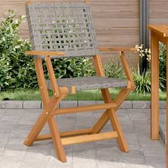 vidaXL Vidaxl - Chaises de jardin lot de 2 gris bois massif dacacia et rotin