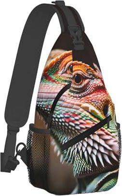 Generic Durable Sacoche Homme Bandouliere L&eacute;zards dragons barbus cool Sling Sac &agrave; Bandouli&egrave;re L&eacute;ger Sac &agrave; Dos De Voyage pour Femme &eacute;cole Cyclisme