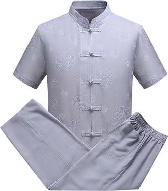Generic V&ecirc;tements chinois traditionnels d&eacute;t&eacute; pour hommes costumes en lin Tang costume haut pantalon ensembles v&ecirc;tements orientaux costumes dentra&icirc;nement paste
