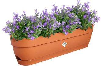 ELHO Vibia Campana Balkonkasten 70 mit Wasserreservoir - Blumentopf Balkon - 100% recyceltes Plastik - Ø 69.0 x H 17.0 cm - Braun/Terra