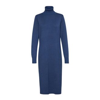 Saint Tropez Rollkragen Langkleid Titan Melange - - Dresses - Damen - Blau - XS