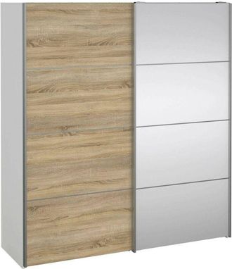 Dmora Dmora - Kleiderschrank 2 T&uuml;ren Cerreto, Schlafzimmerm&ouml;bel, Schrank, Garderobe, 182x64 h202 cm, Eiche und Wei&szlig;