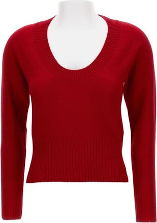 Simone Rocha Femme, Pulls, Rouge, Taille: 40 FR Pull en cachemire &agrave; encolure d&eacute;gag&eacute;e